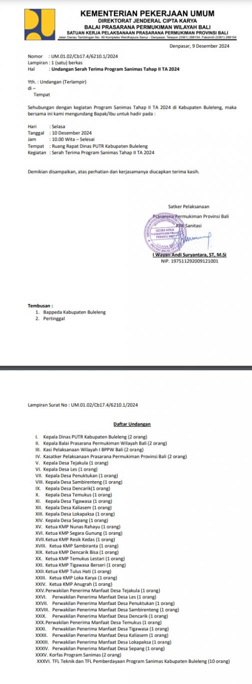 SERAH TERIMA SANIMAS TAHUN 2024 - Website Desa Kaliasem